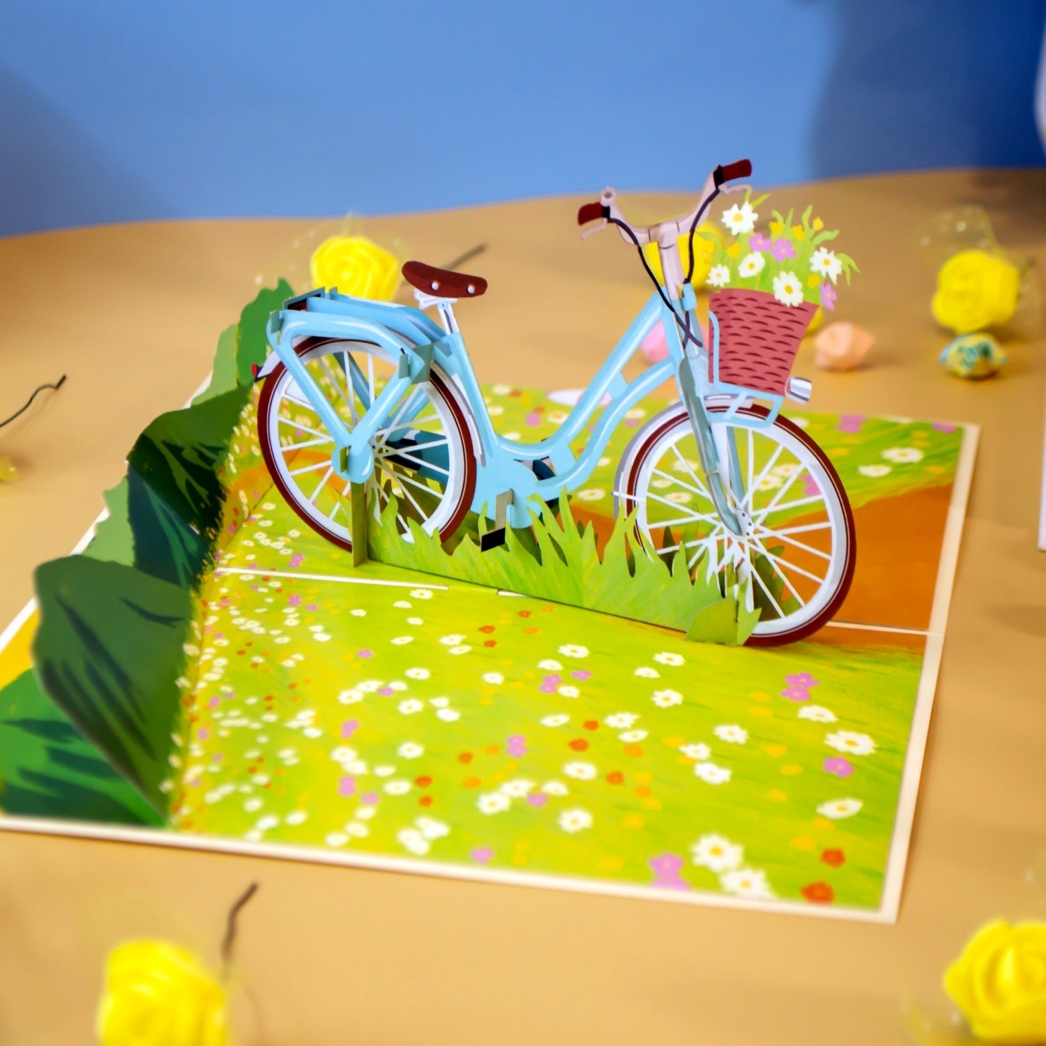Carte pop-up Vélo avec fleurs | papercrush